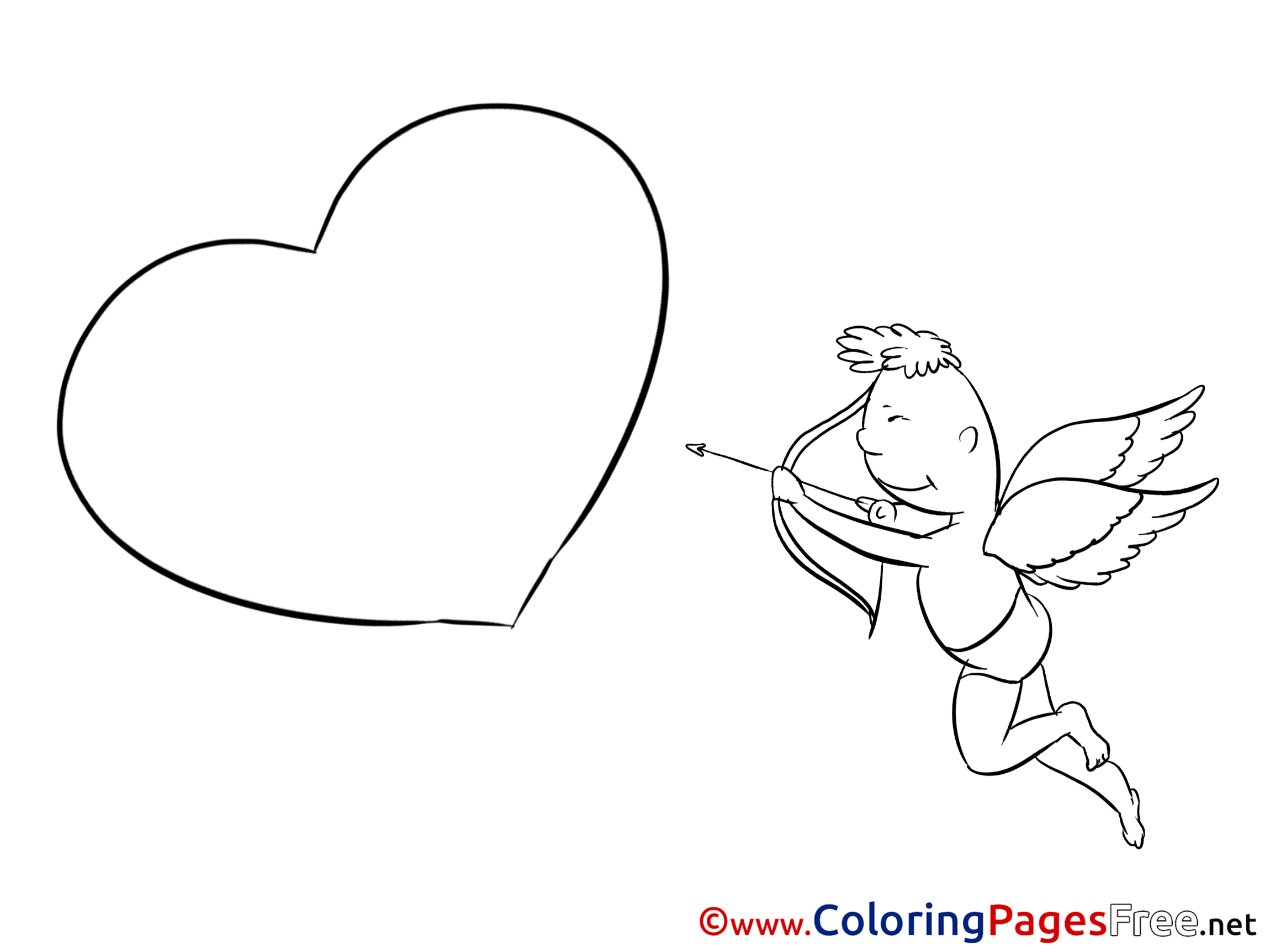 Cupid Love Kids Valentine's Day Coloring Pages
