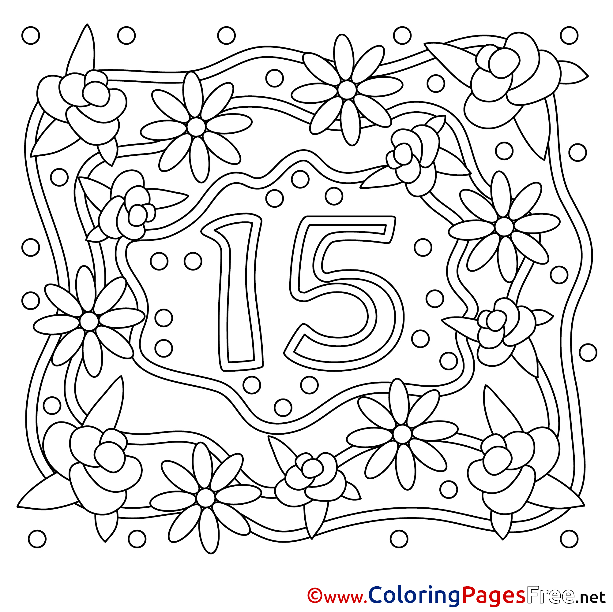 16 Years Wedding printable Coloring Pages