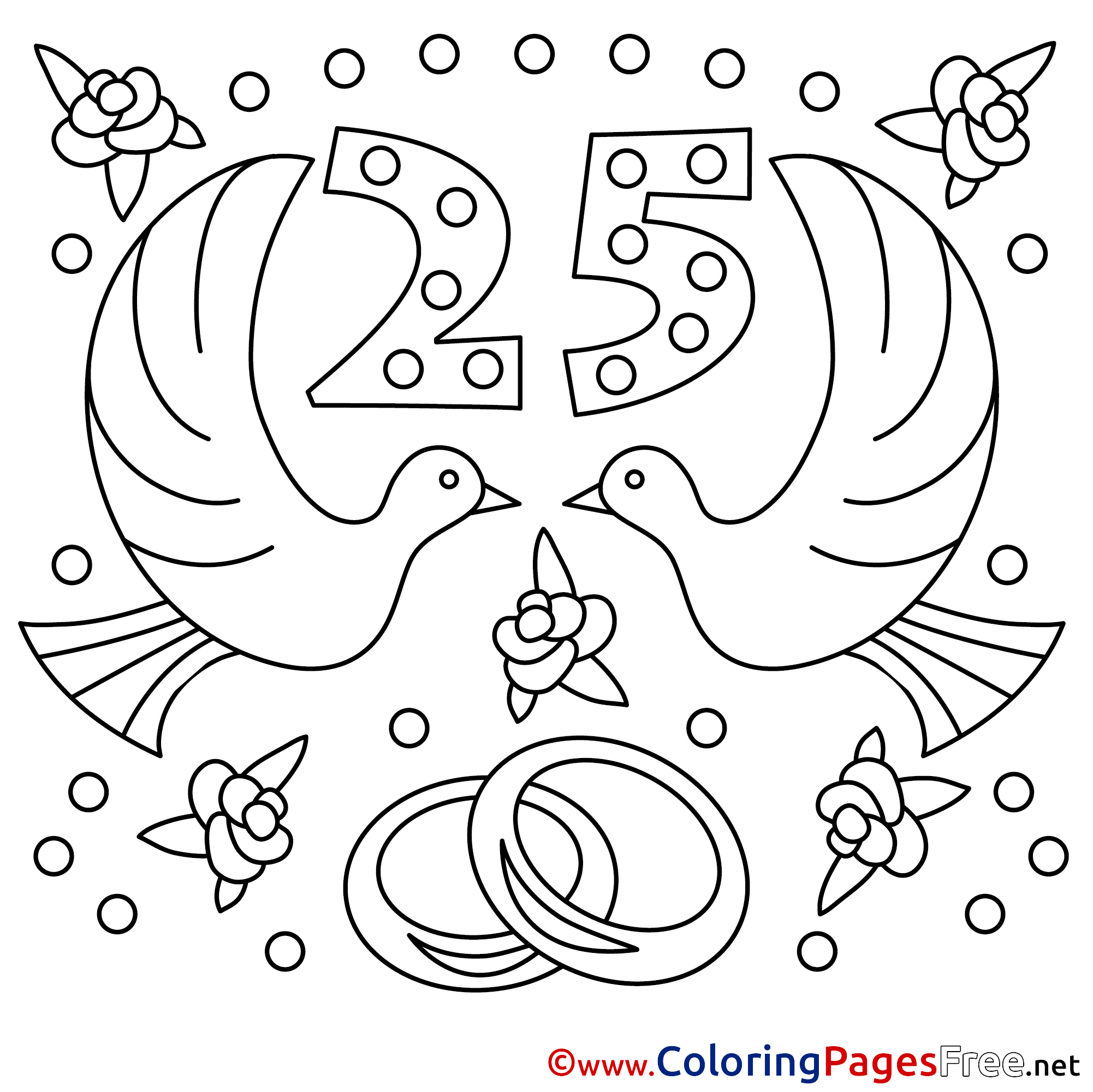 25 Years Wedding download Coloring Pages for Kids