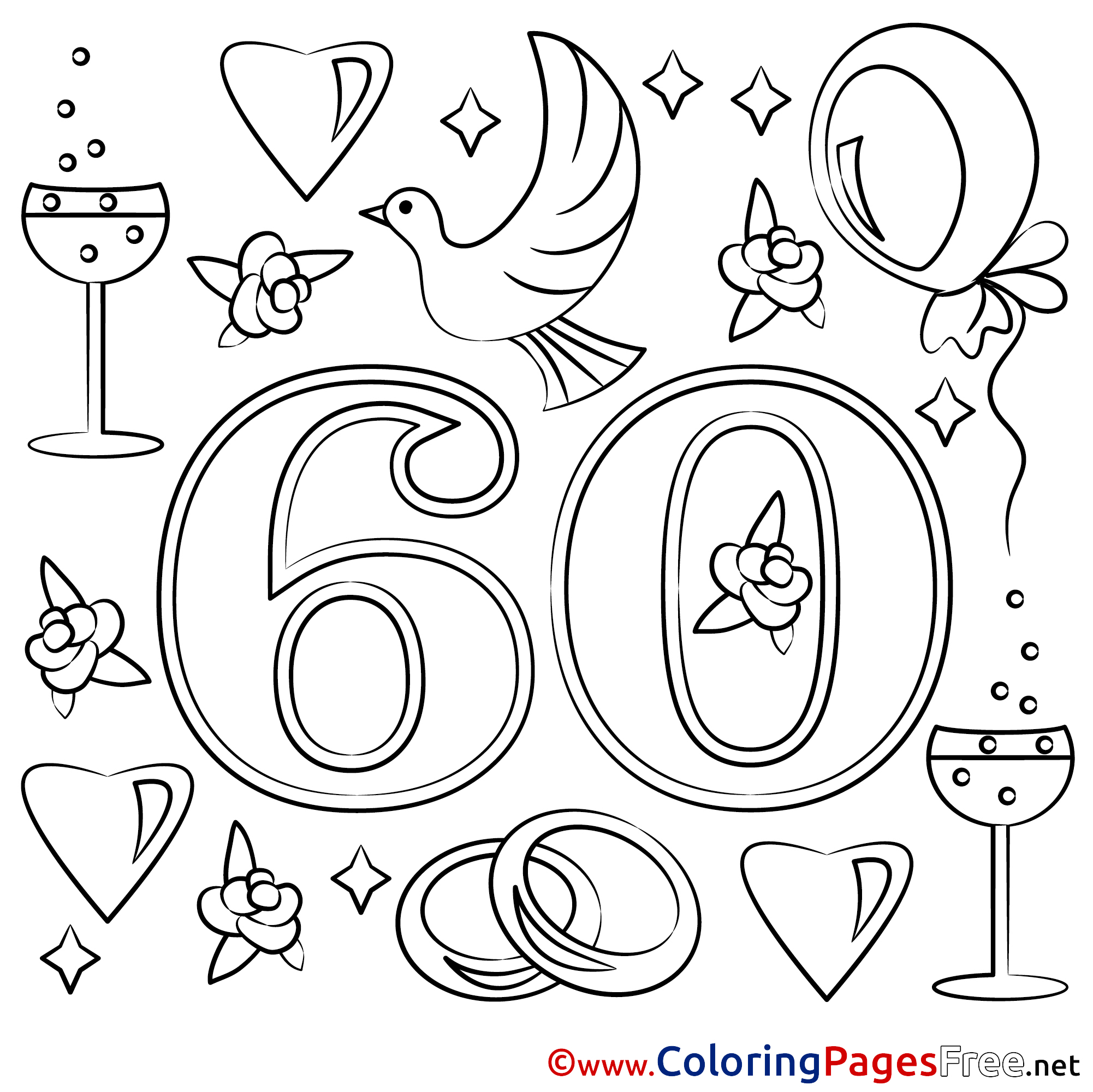 Happy 60th Birthday Coloring Pages Druckbare Sofort Download | Frozen