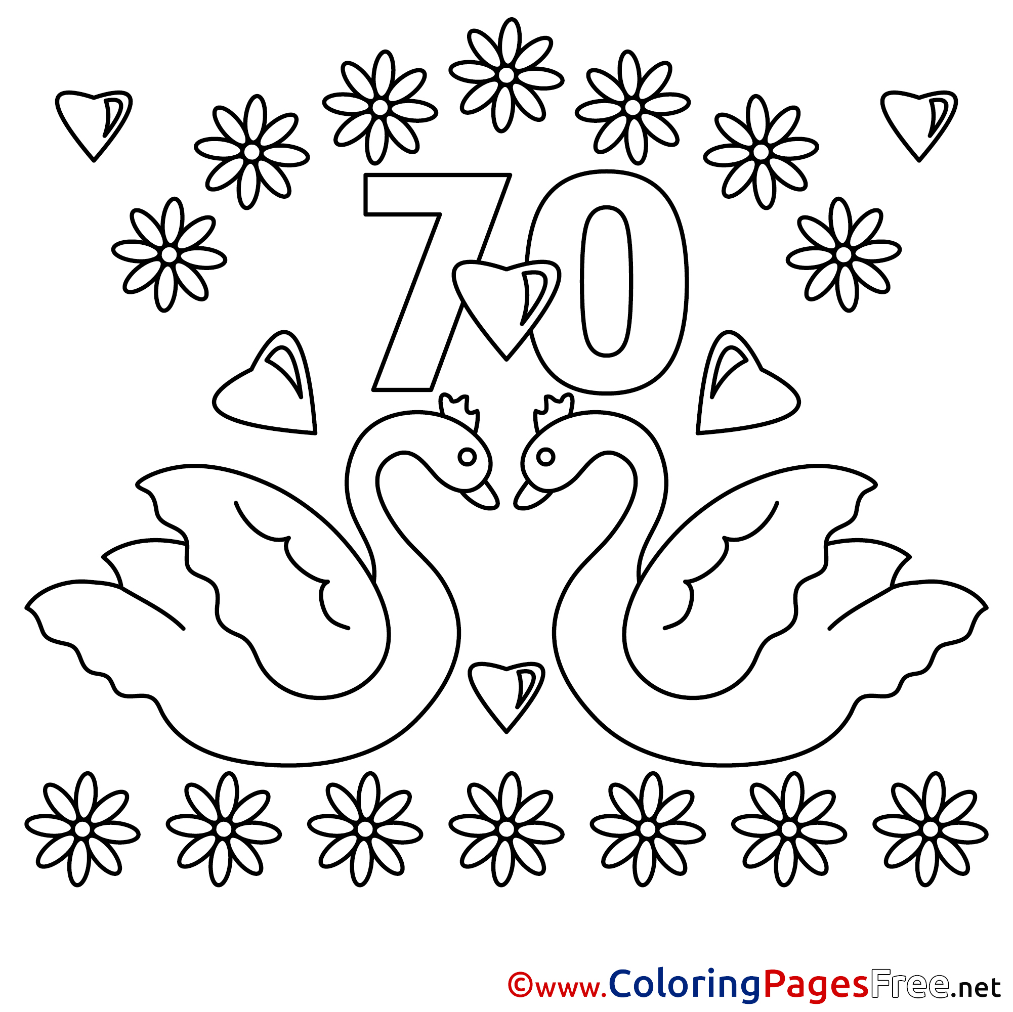 70 Years Wedding Coloring Pages free for Children
