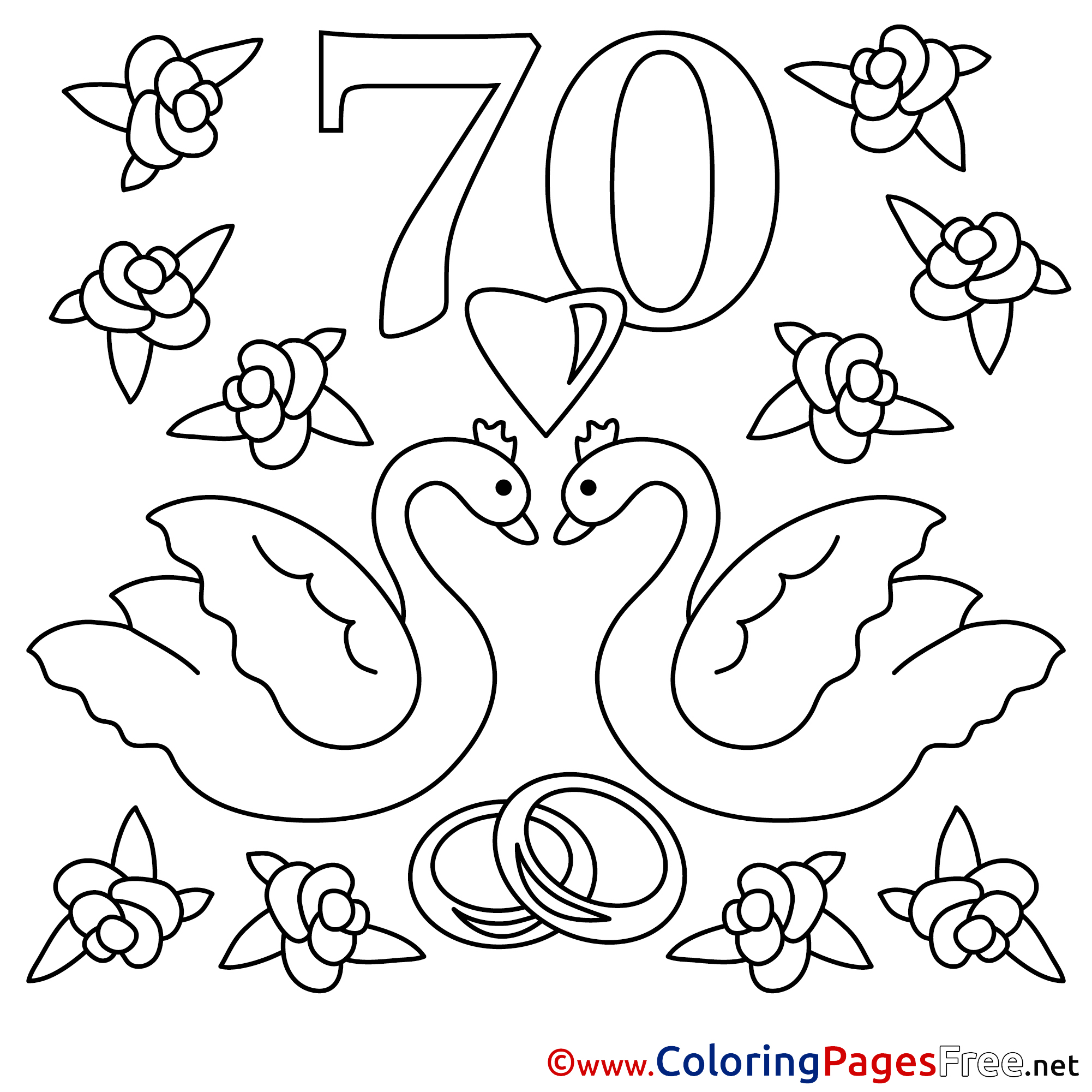 70 years birthday coloring pages