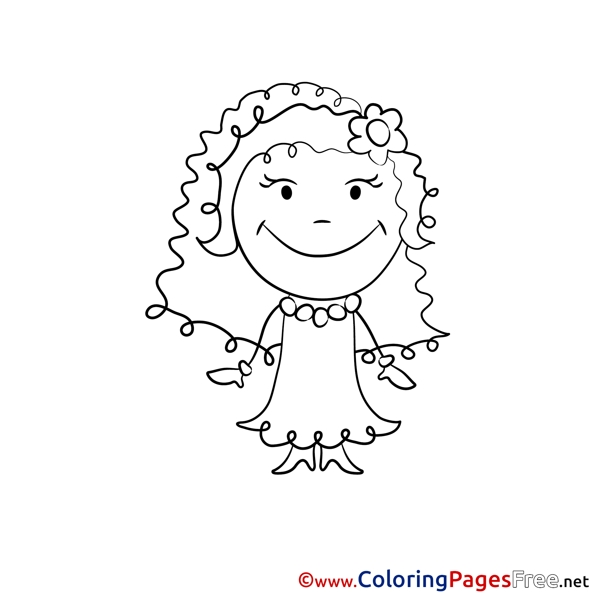 Bride Wedding printable Coloring Pages for free