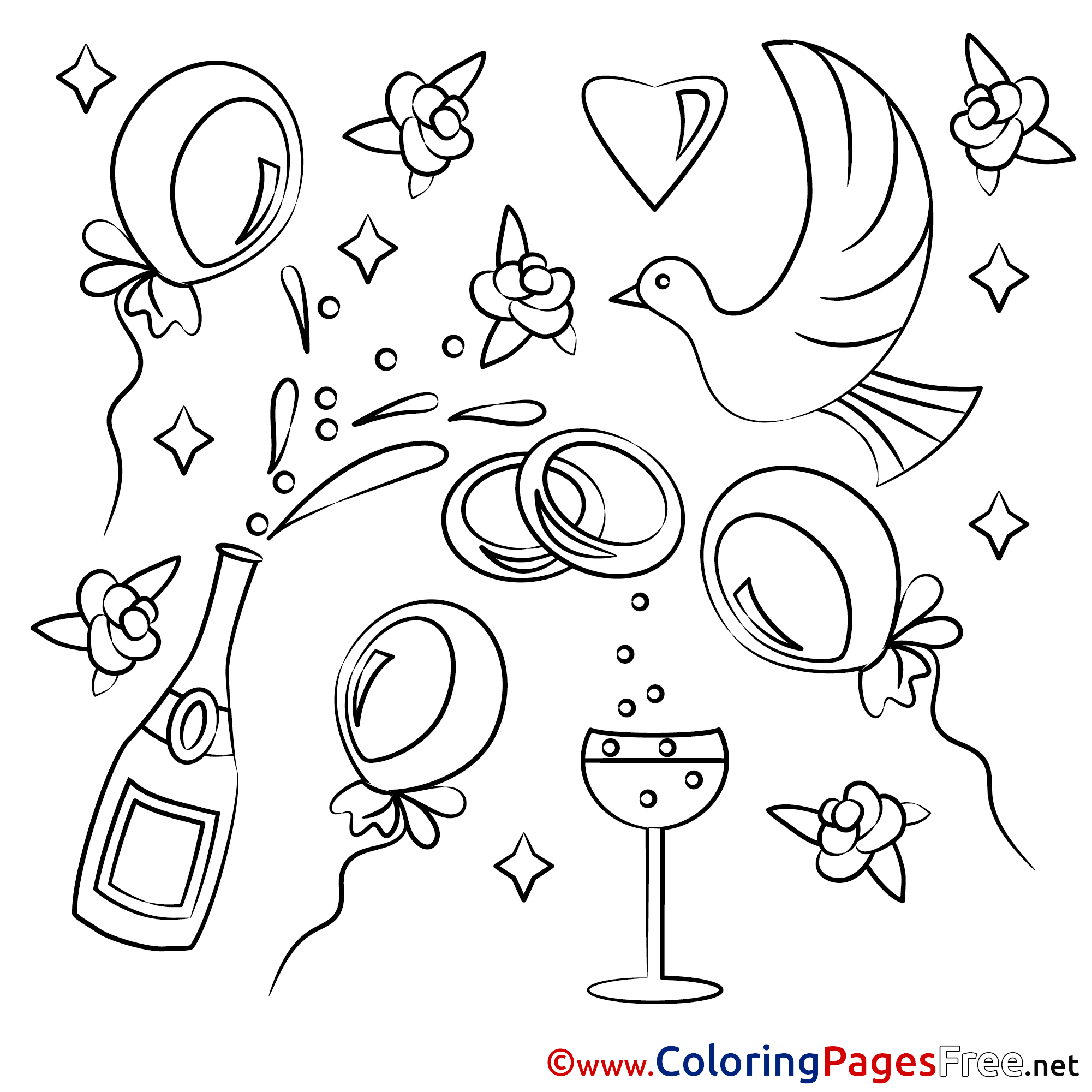 Marriage Pigeons printable Coloring Pages for free