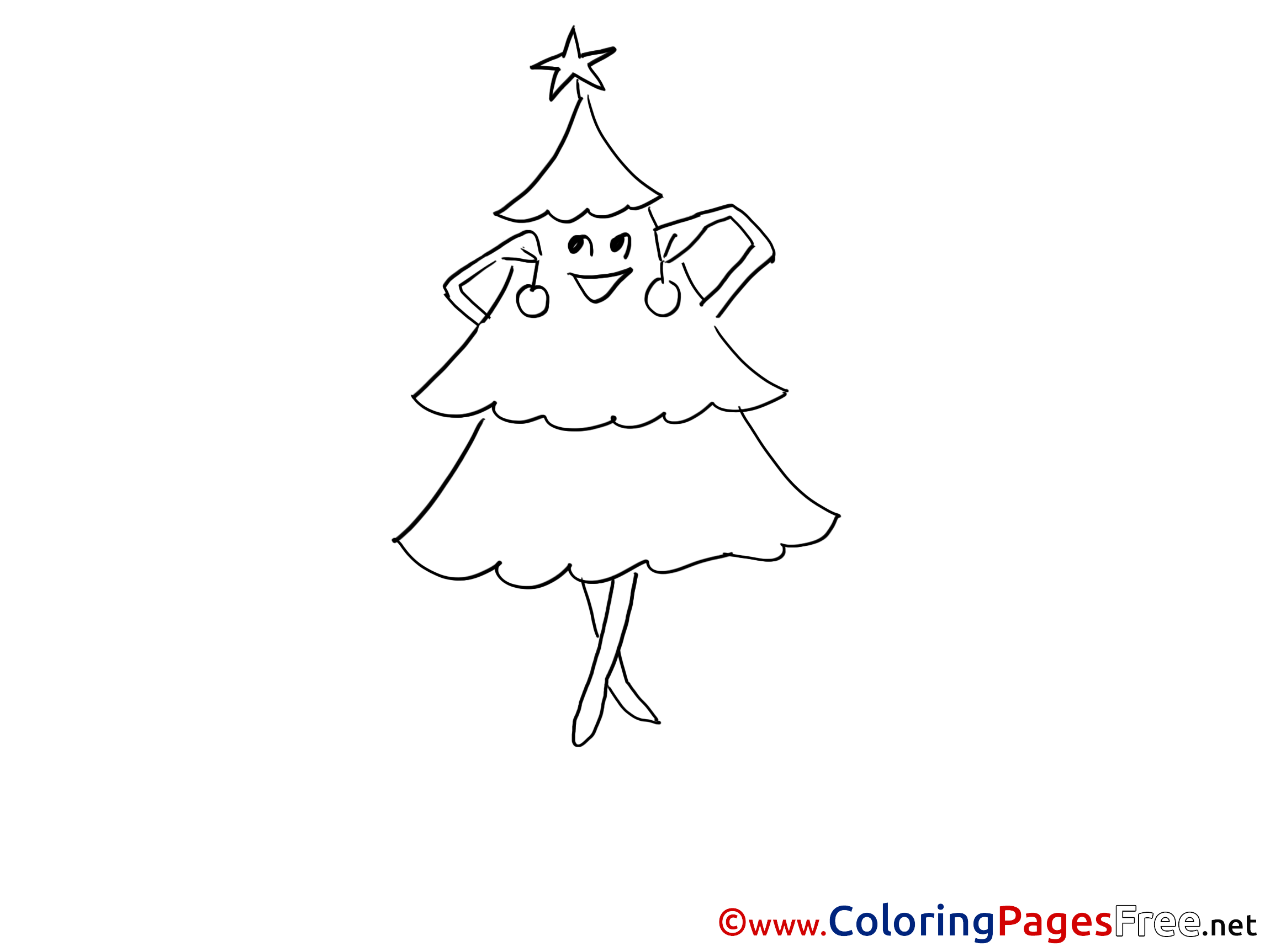 Christmas Tree Winter Colouring Page for Children