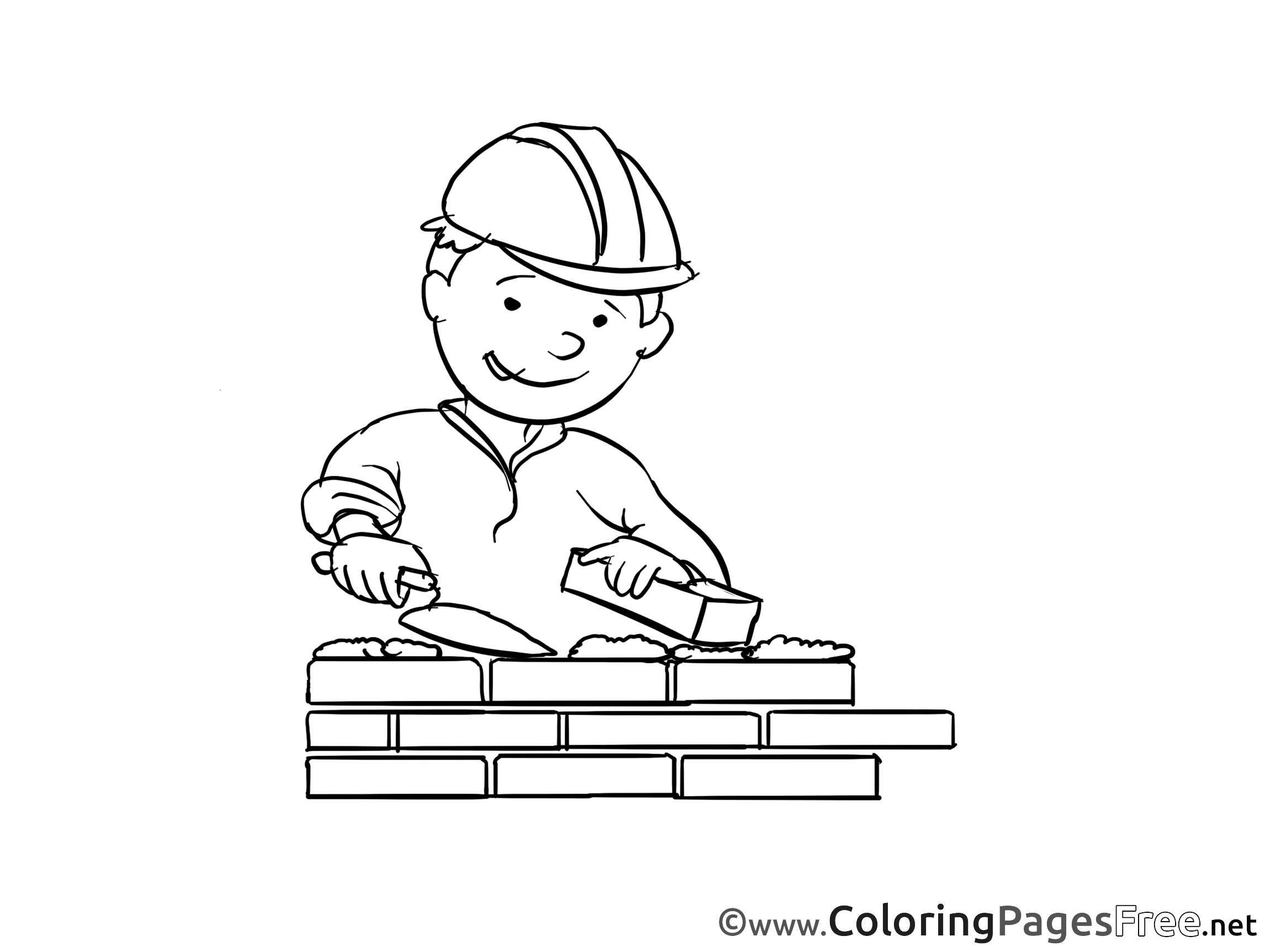 Builder Kids free Coloring Page