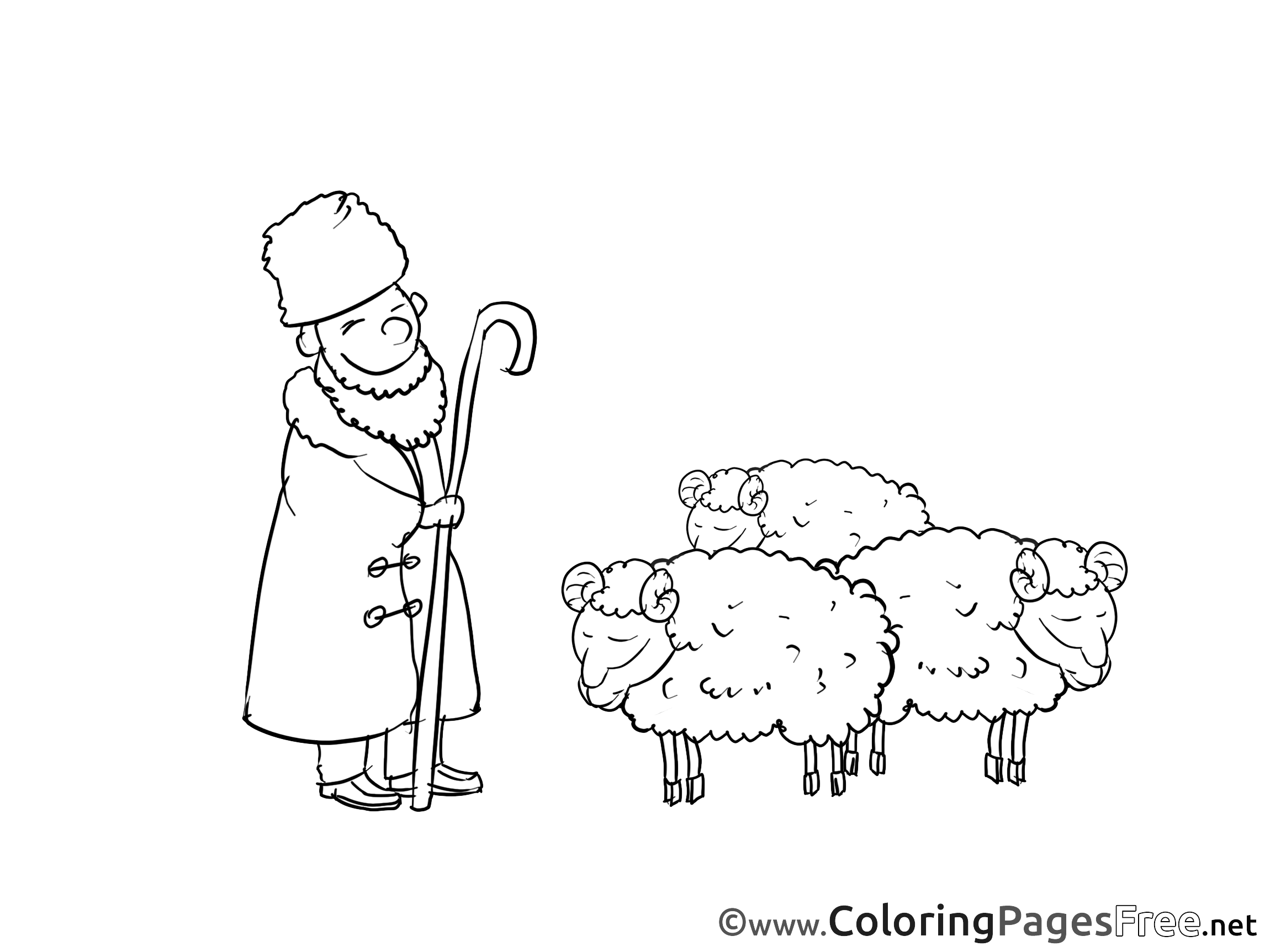 coloring pages of shepherds and sheep