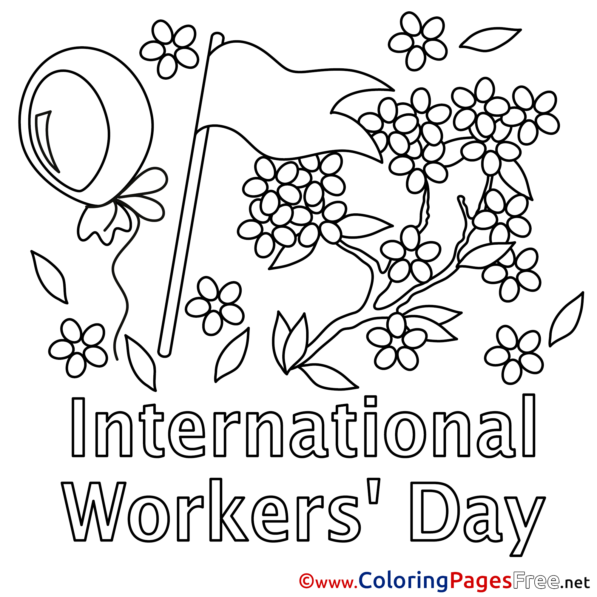 Flag printable Coloring Pages Workers Day