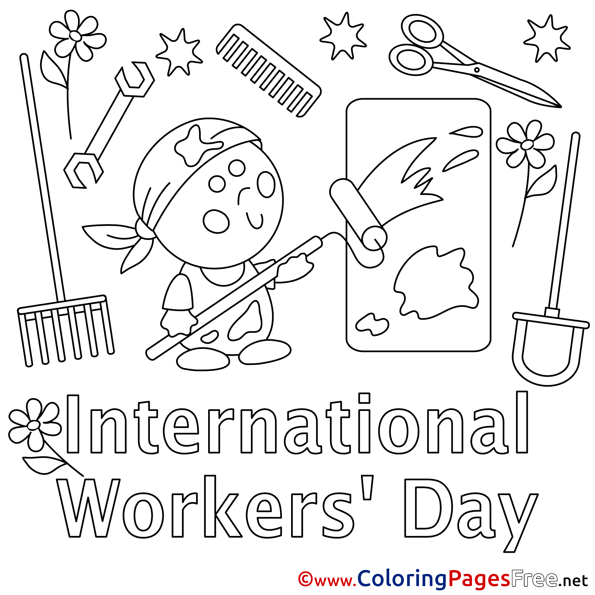 Painter Workers Day Colouring Sheet free